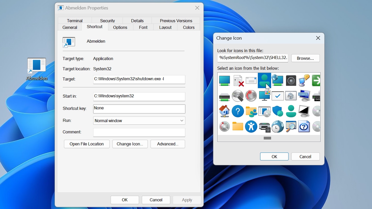 log off computer shortcut